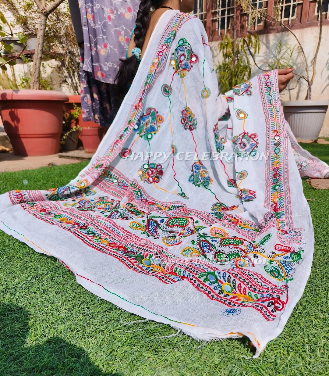 Authentic Handcrafted Rakhi Phulkari Dupatta-100% Indian Multi-colored ...