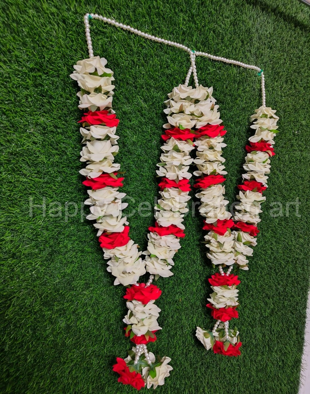 White and Red Rose Varmala Jaimala Varmala Mala for Bride Groom Pair ...