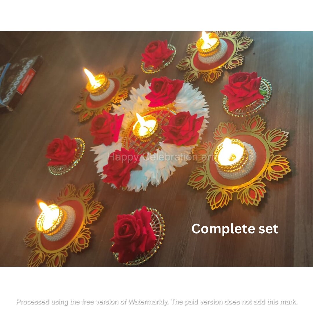 Flower Rangoli Mats Decoration for Ganesh Pooja,decorative Diyas for ...