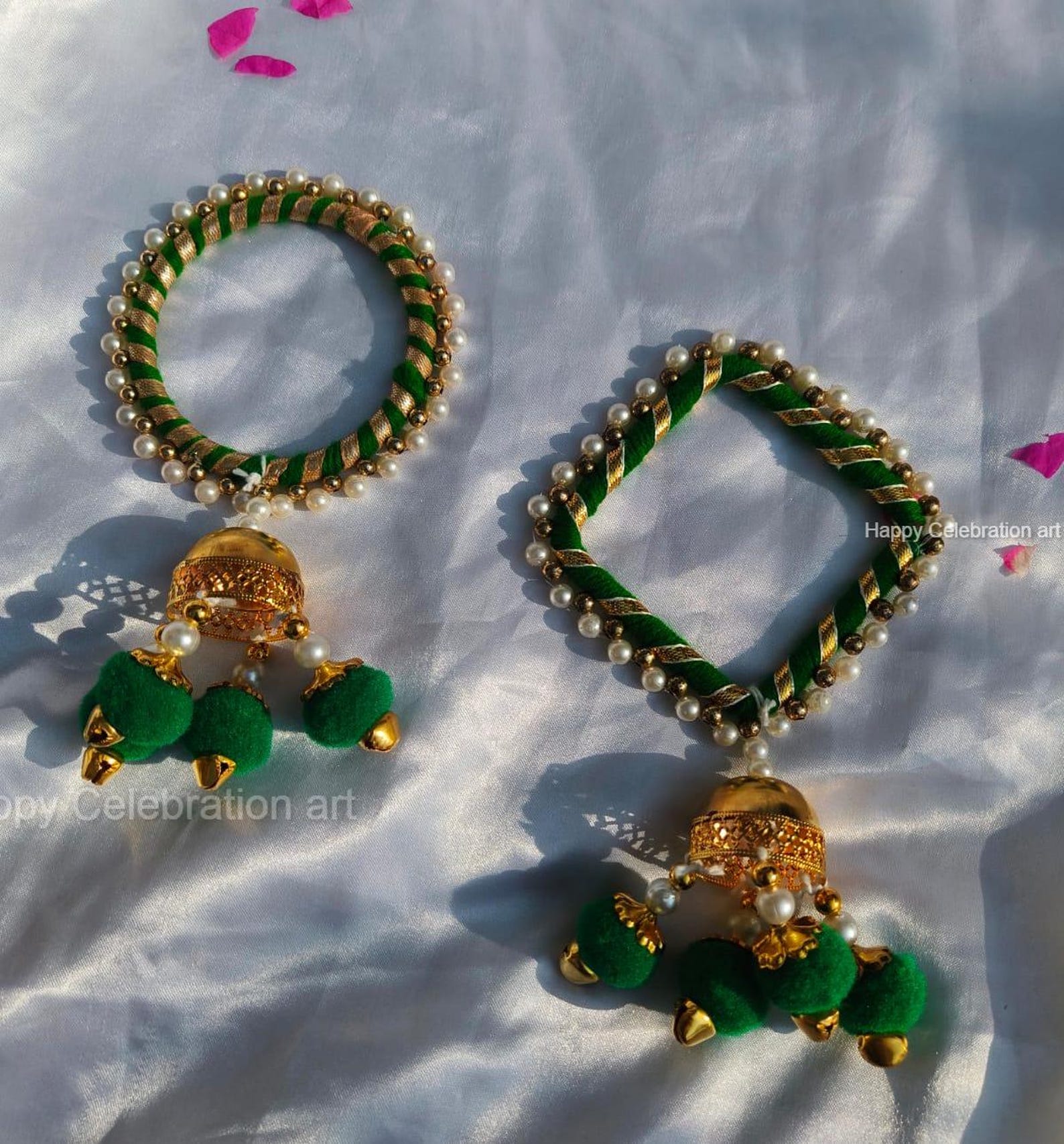Punjabi Bridal Kaleera Bangles: Silk Thread, Flowers & Beads - Etsy