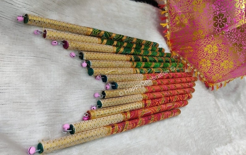 Bulk Traditional Wooden Bandhni Navratri Dandiya Sticks - Etsy