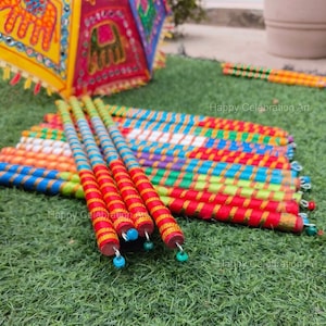 Bulk Traditional Wooden Bandhni Navratri Dandiya Sticks | Handmade ...