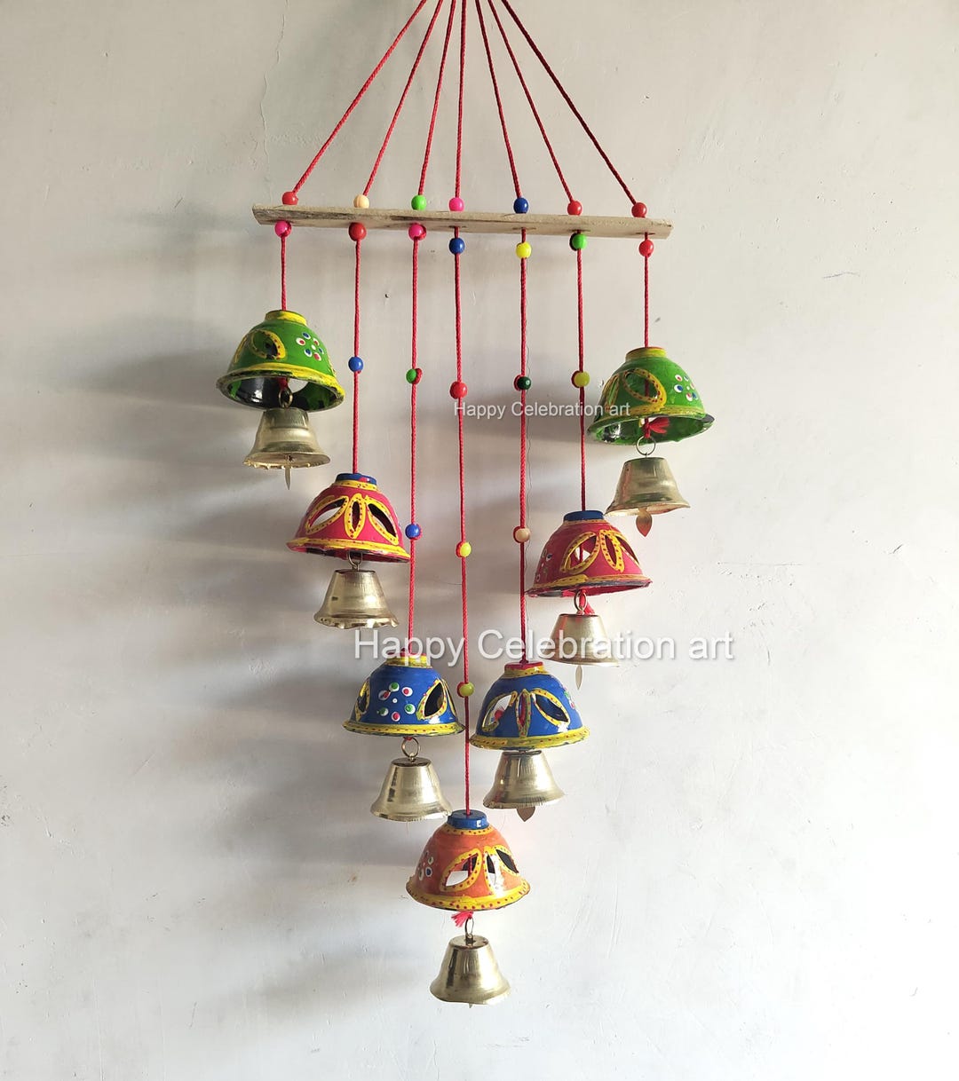Handcrafted Colorful Hanging Bell Decor – Ethnic Indian Wind Chime With ...