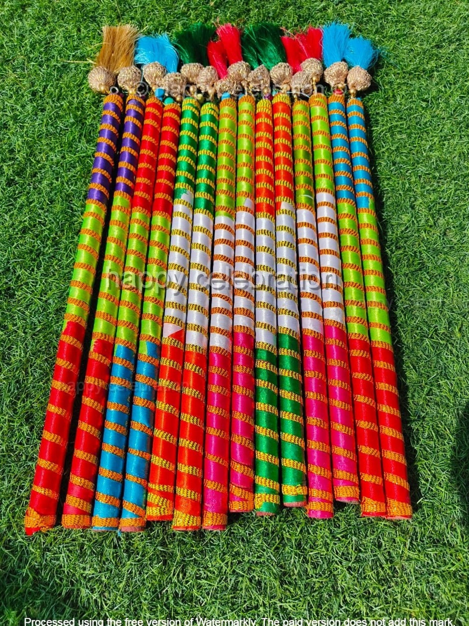Gujarati Wooden Dandiya Sticks and Mehndi Decor for Vibrant Sangeet ...