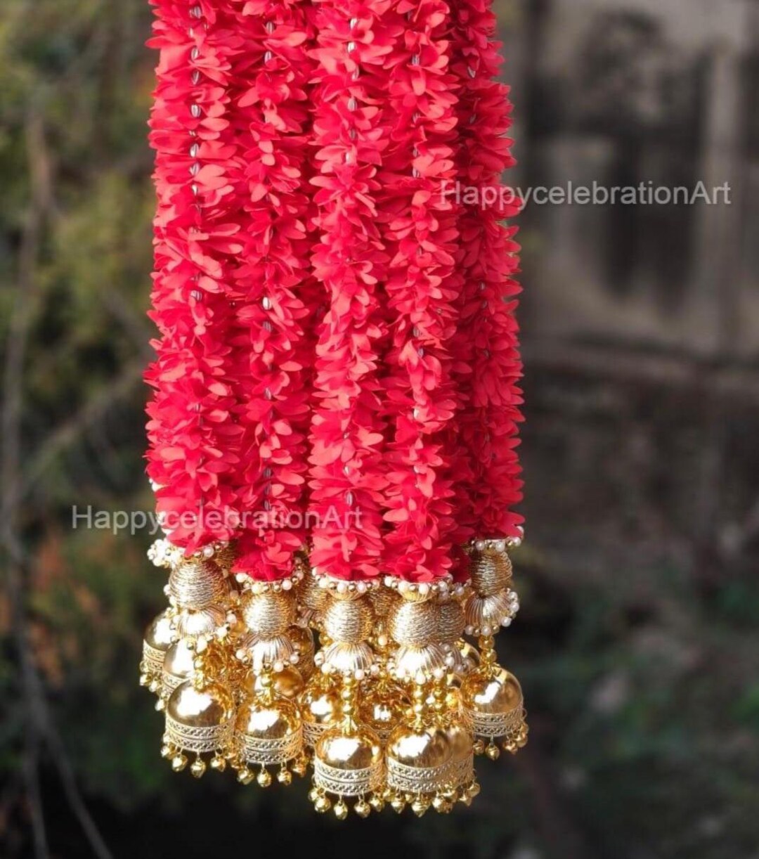 Handcrafted Royal Red\maroon Fabric Jasmine Garland | Golden Ghungroo ...