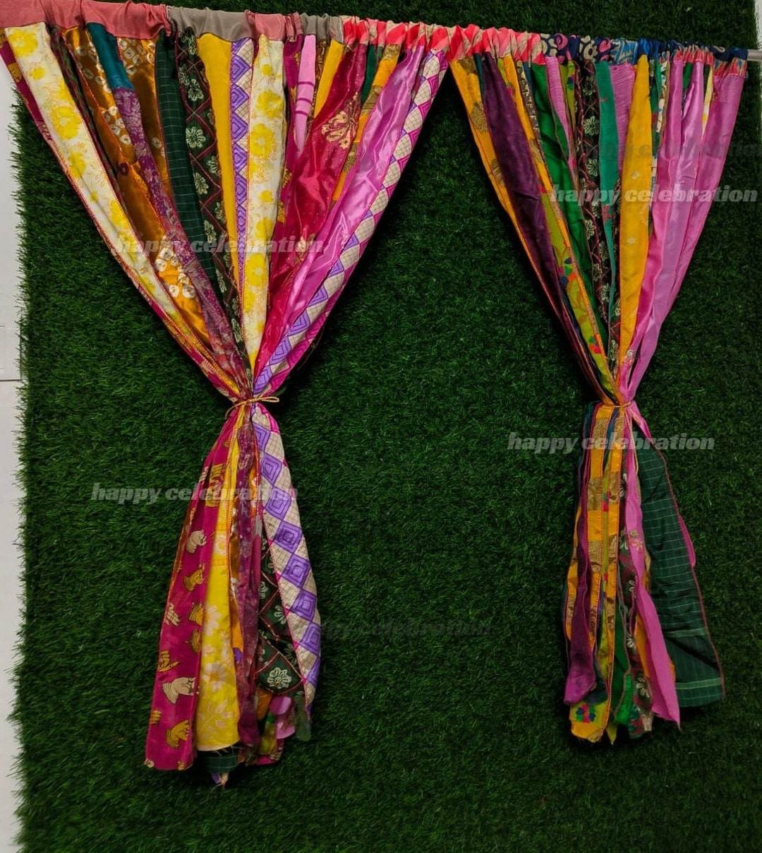 FREE SHIPPING - Indian Vintage Silk Sari Fabric Curtains Handmade ...