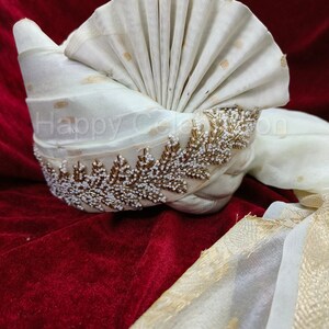 Embroidered White Groom Wedding Safa | Pagri|for Groom|jodhpuri Safa ...