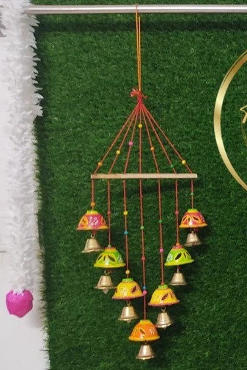 Hand-painted Rajasthani Wind Chime: 7 Bells, Positive Energy Decor for ...