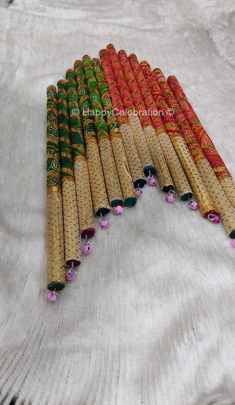 Bulk Traditional Wooden Bandhni Navratri Dandiya Sticks - Etsy