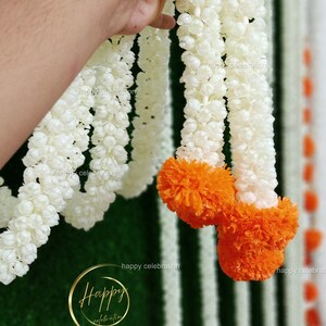 Artificial Heavy Mogra Strings With Orange Marigold Flower,jasmine ...