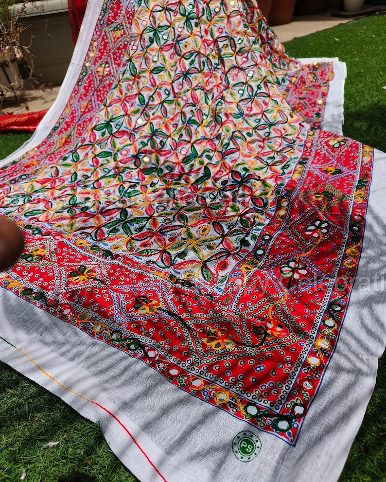 Embroidered Bandhej Pakistani Phulkari Dupatta/scarf/stole, Pakistani ...