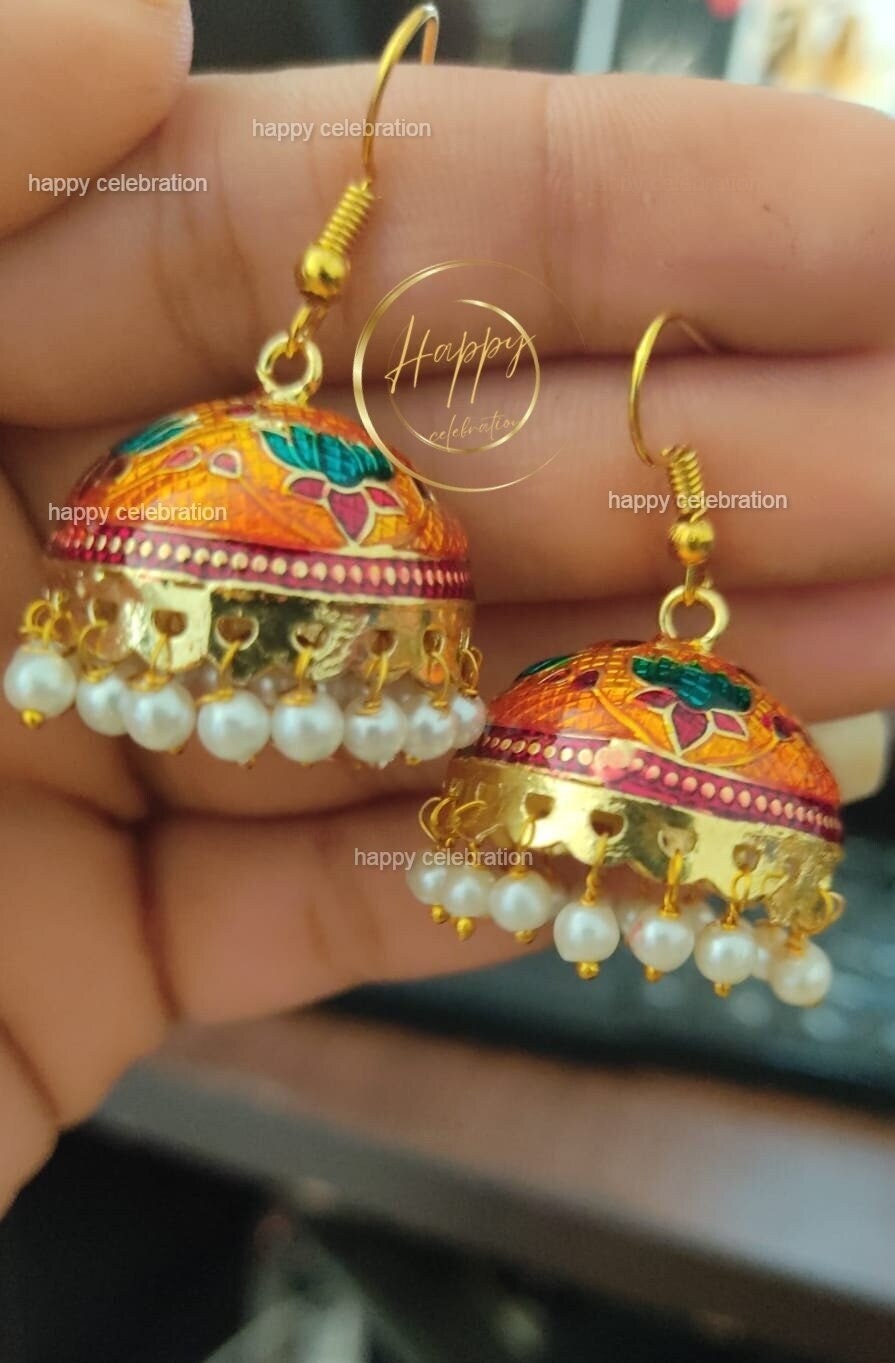 Meenakari Earrings Indian Handmade Jewelry Wedding Favor Bridesmaid ...