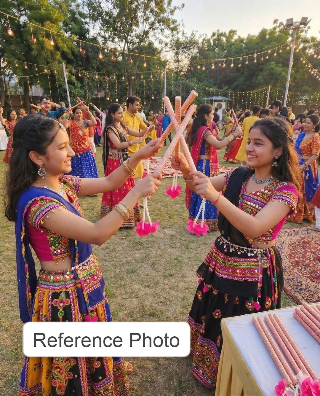 Decorative Pearl Tassels Dandiya Sticks Pair | Handmade Garba Dance ...