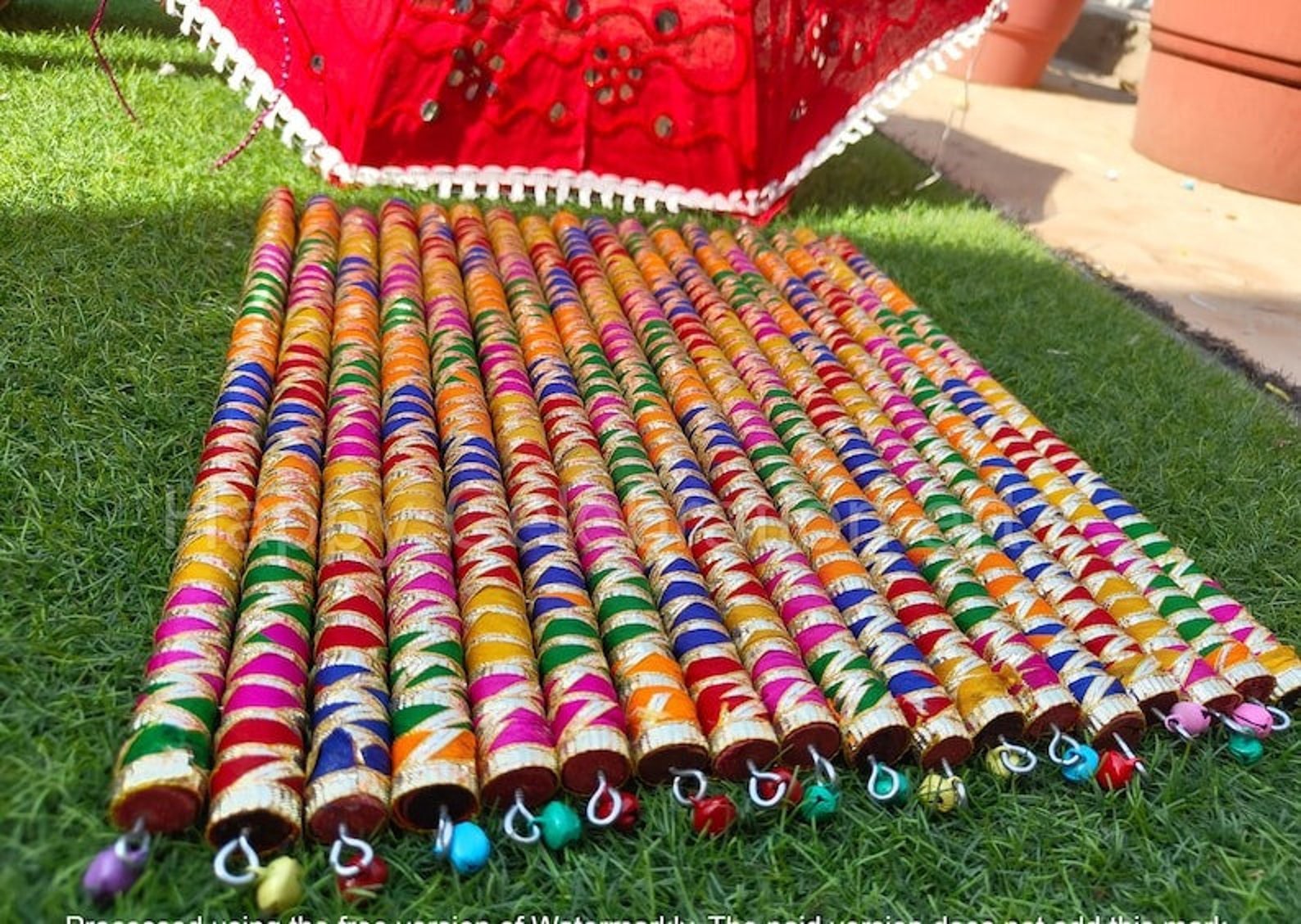 Bulk Traditional Wooden Bandhni Navratri Dandiya Sticks Handmade Garba ...