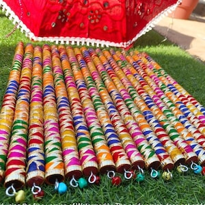 Bulk Traditional Wooden Bandhni Navratri Dandiya Sticks | Handmade ...