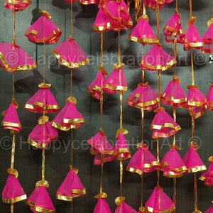 Haldi Backdrop, Net Fabric String/garland With Gota Lace, Indian ...