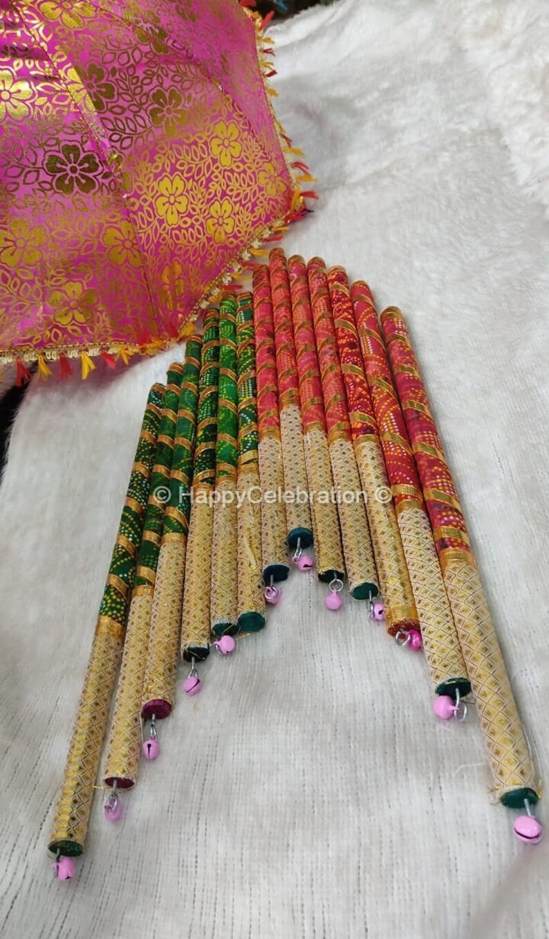 Bulk Traditional Wooden Bandhni Navratri Dandiya Sticks - Etsy