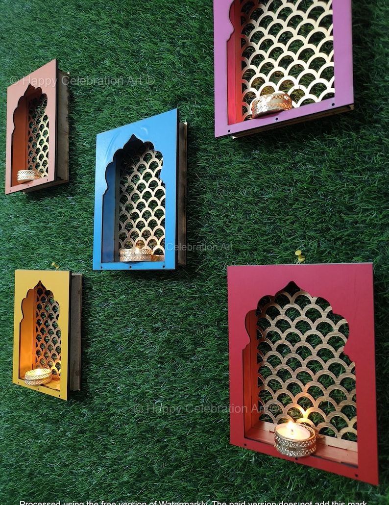 Rajwadi Jali Jharokha Wall Hanging: Rajasthani Haveli Decor With Candle ...