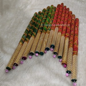 Bulk Traditional Wooden Bandhni Navratri Dandiya Sticks - Etsy