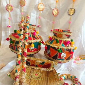 Punjabi Wedding Jaggo Set –sangeet & Mehndi Essentials, Phulkari Kalash ...