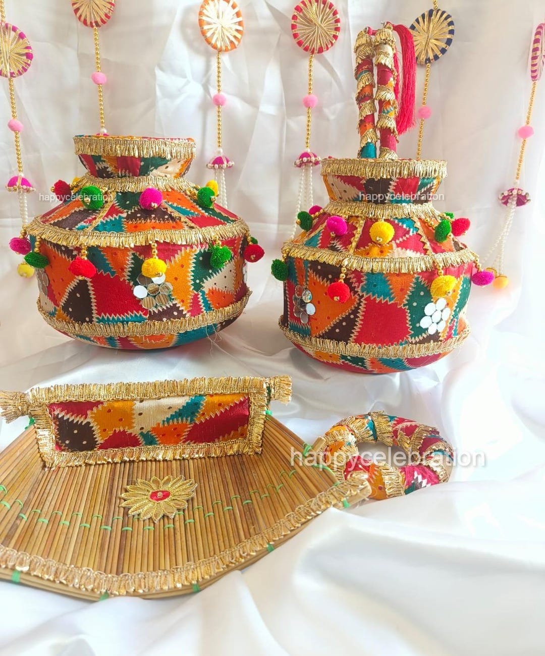 Punjabi Wedding Jaggo Set –sangeet & Mehndi Essentials, Phulkari Kalash ...