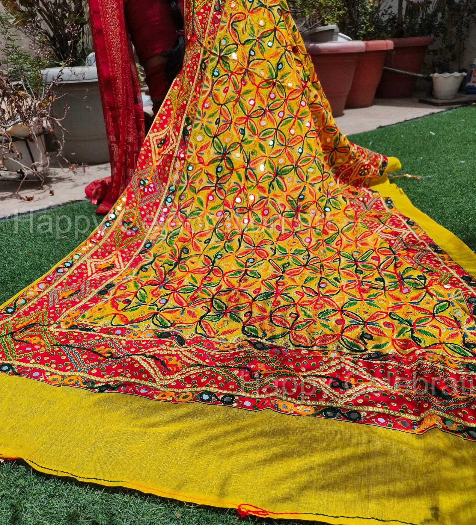 Embroidered Bandhej Pakistani Phulkari Dupatta/scarf/stole, Pakistani ...