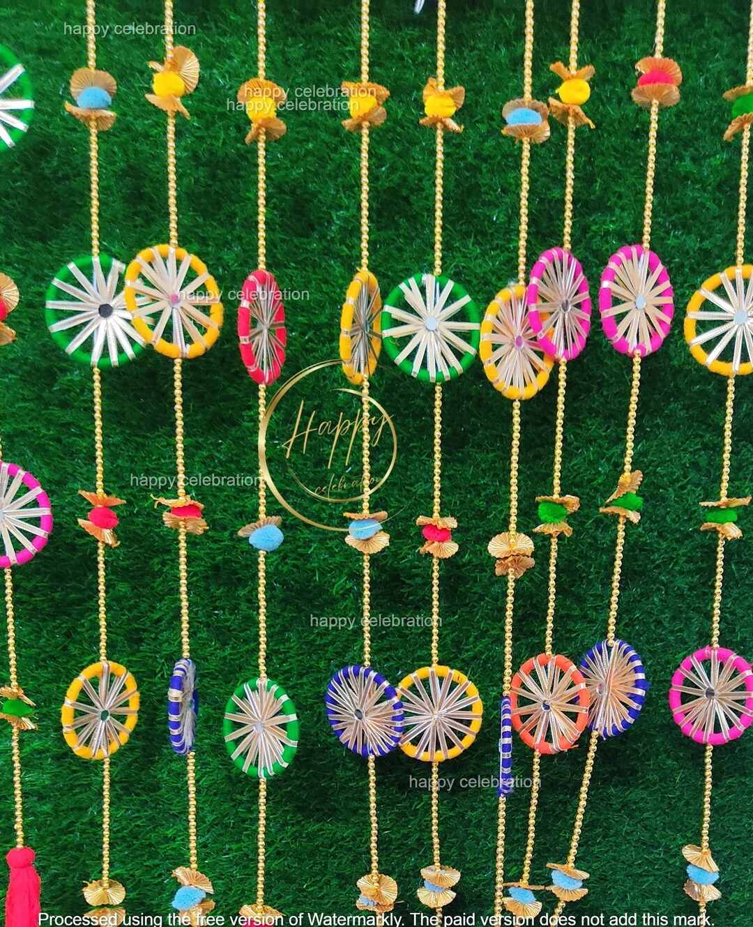 Beaded Pom Pom Mirror String: Pakistani Wedding Mehandi Haldi Sangeet ...