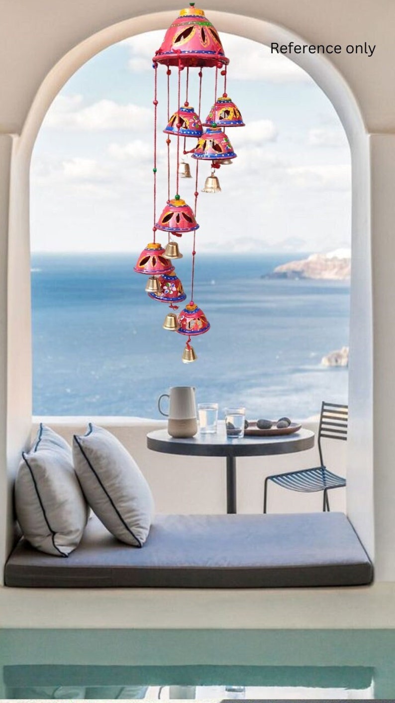 Hand-painted Rajasthani Wind Chime: 7 Bells, Positive Energy Decor for ...