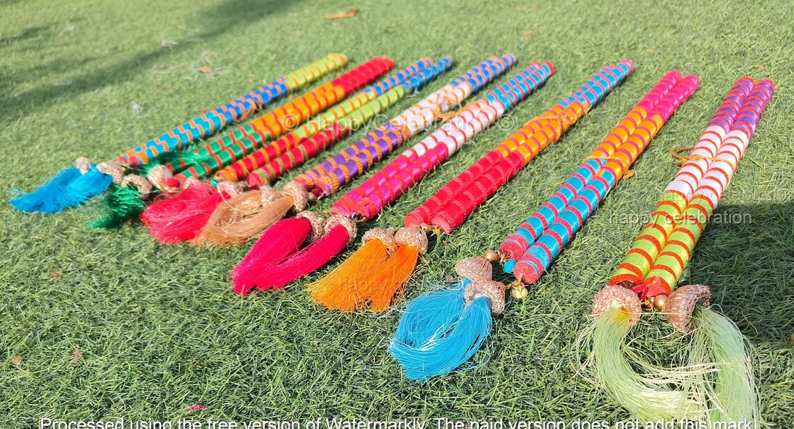 Gujarati Wooden Dandiya Sticks and Mehndi Decor for Vibrant Sangeet ...