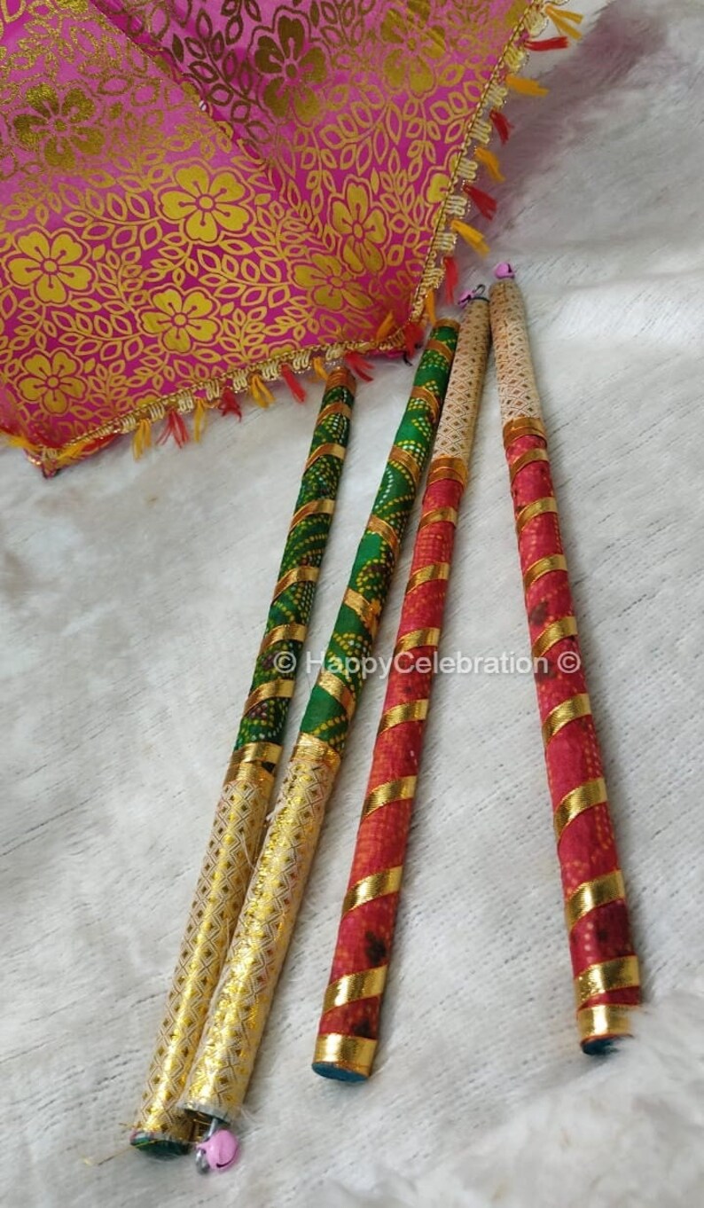 Bulk Traditional Wooden Bandhni Navratri Dandiya Sticks - Etsy