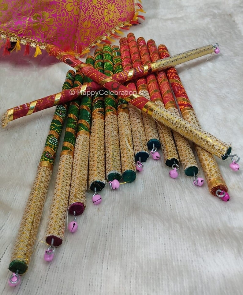 Bulk Traditional Wooden Bandhni Navratri Dandiya Sticks - Etsy