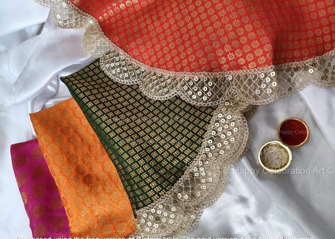 Brocade Thali & Cover Set | Decorative Pooja Aarti Plate Decoration ...