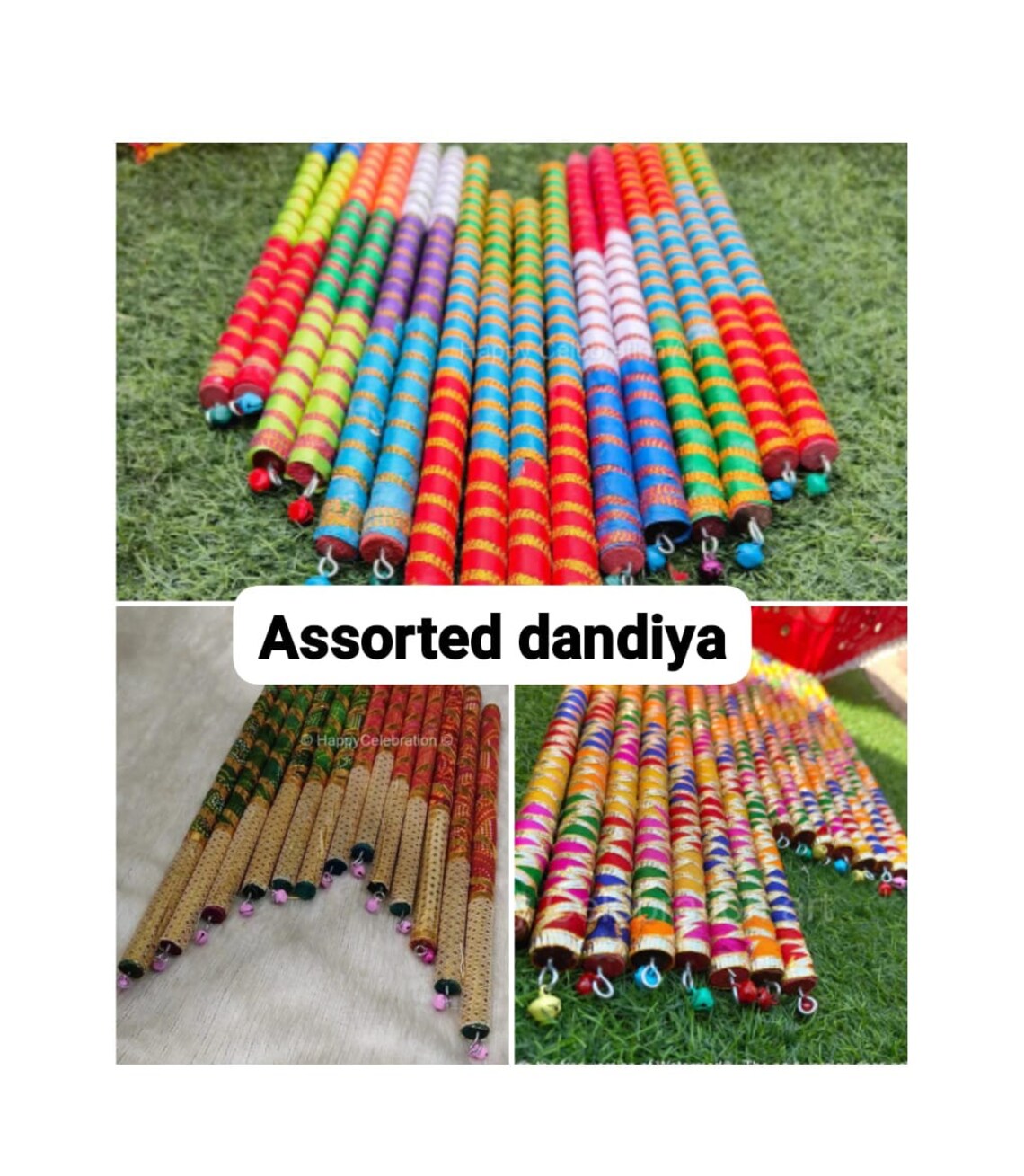 Bulk Traditional Wooden Bandhni Navratri Dandiya Sticks Handmade Garba ...