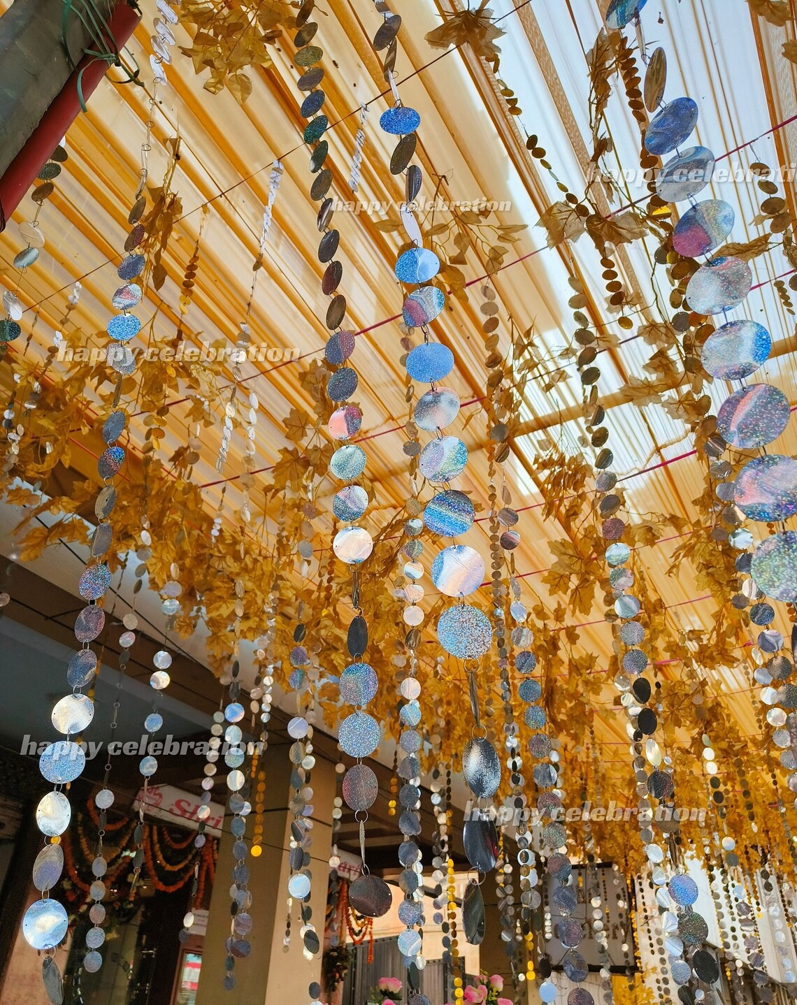 Round Coin String for Ceiling Decoration,festival Glitter Ribbons With ...