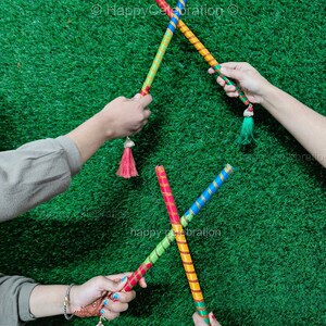Gujarati Wooden Dandiya Sticks and Mehndi Decor for Vibrant Sangeet ...