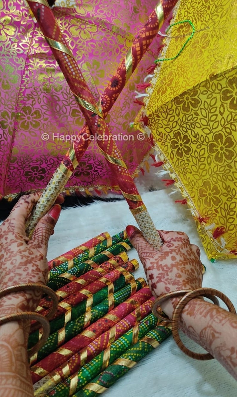 Bulk Traditional Wooden Bandhni Navratri Dandiya Sticks - Etsy