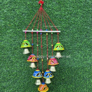 Handcrafted Colorful Hanging Bell Decor – Ethnic Indian Wind Chime With ...