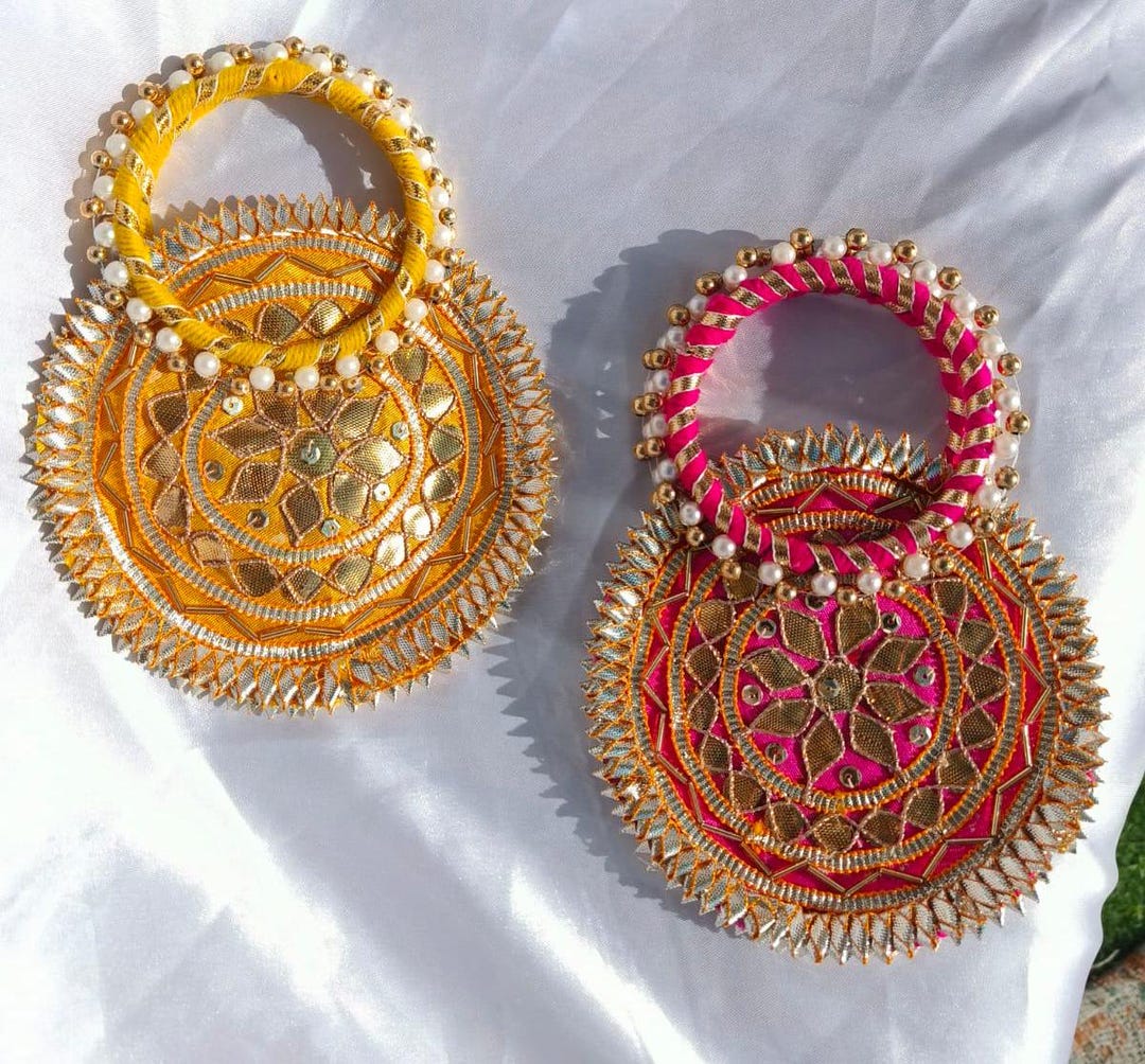 Embroidered Tiny Coin Handle Purse ,round Traditional Small Pouch ...