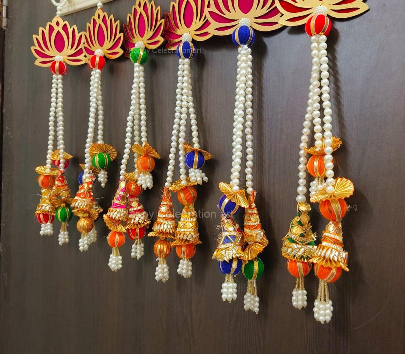 Pink Lotus Pearl Latkan Hanging: Indian Wedding Decor - Etsy