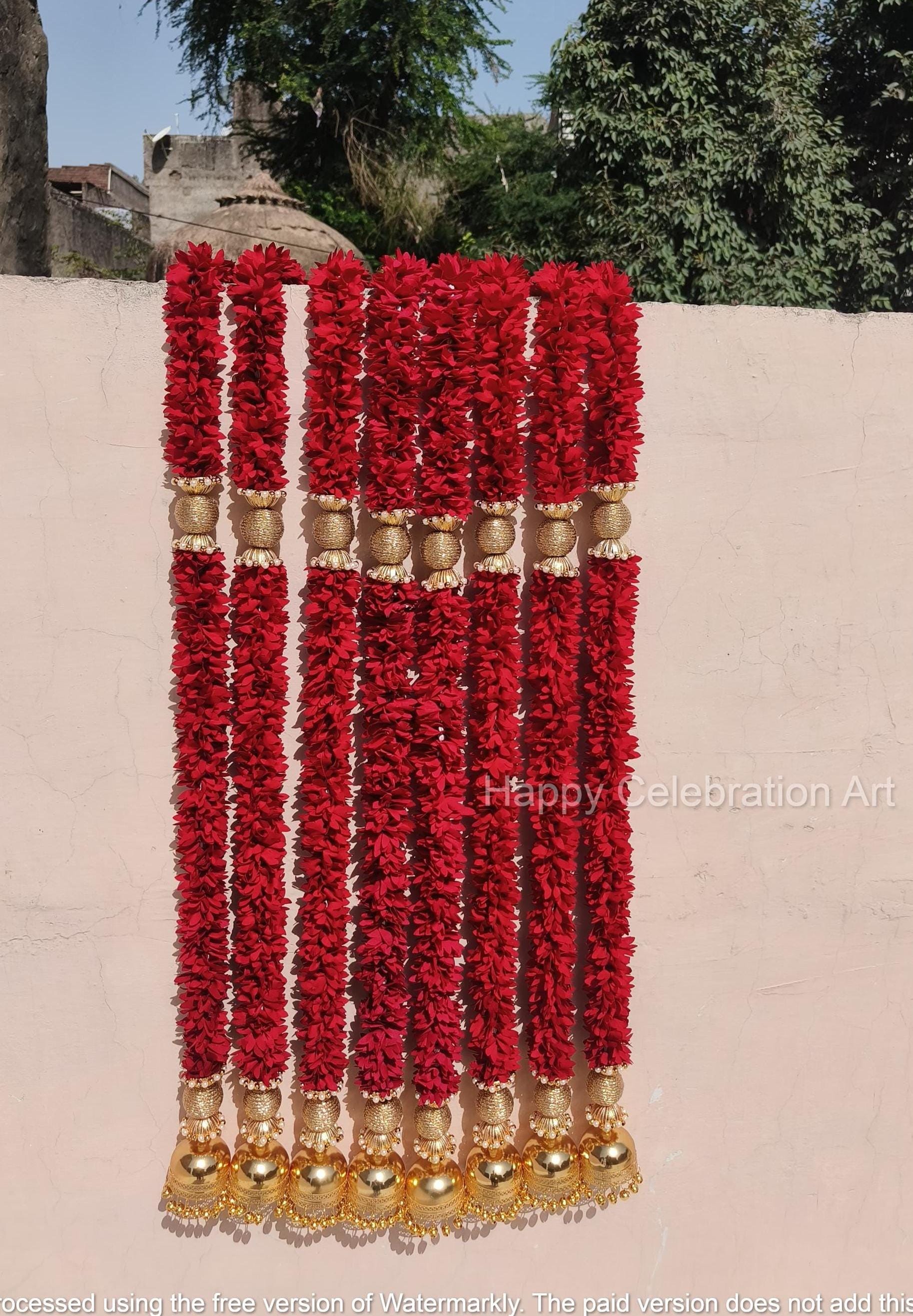 Royal Red/maroon Jasmine Heavy Gajra Garland,metal Dome Latkan Garlands ...