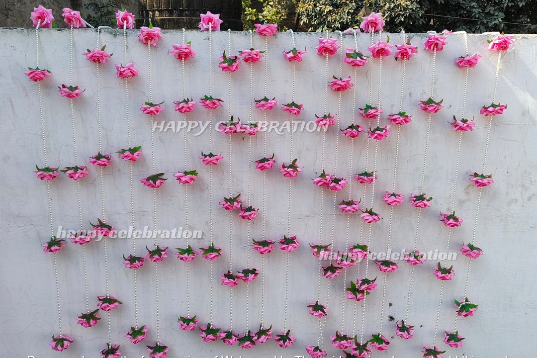 Beaded Rose Hanging for Nikah Curtain Decor,pink Flower Parda for Haldi ...