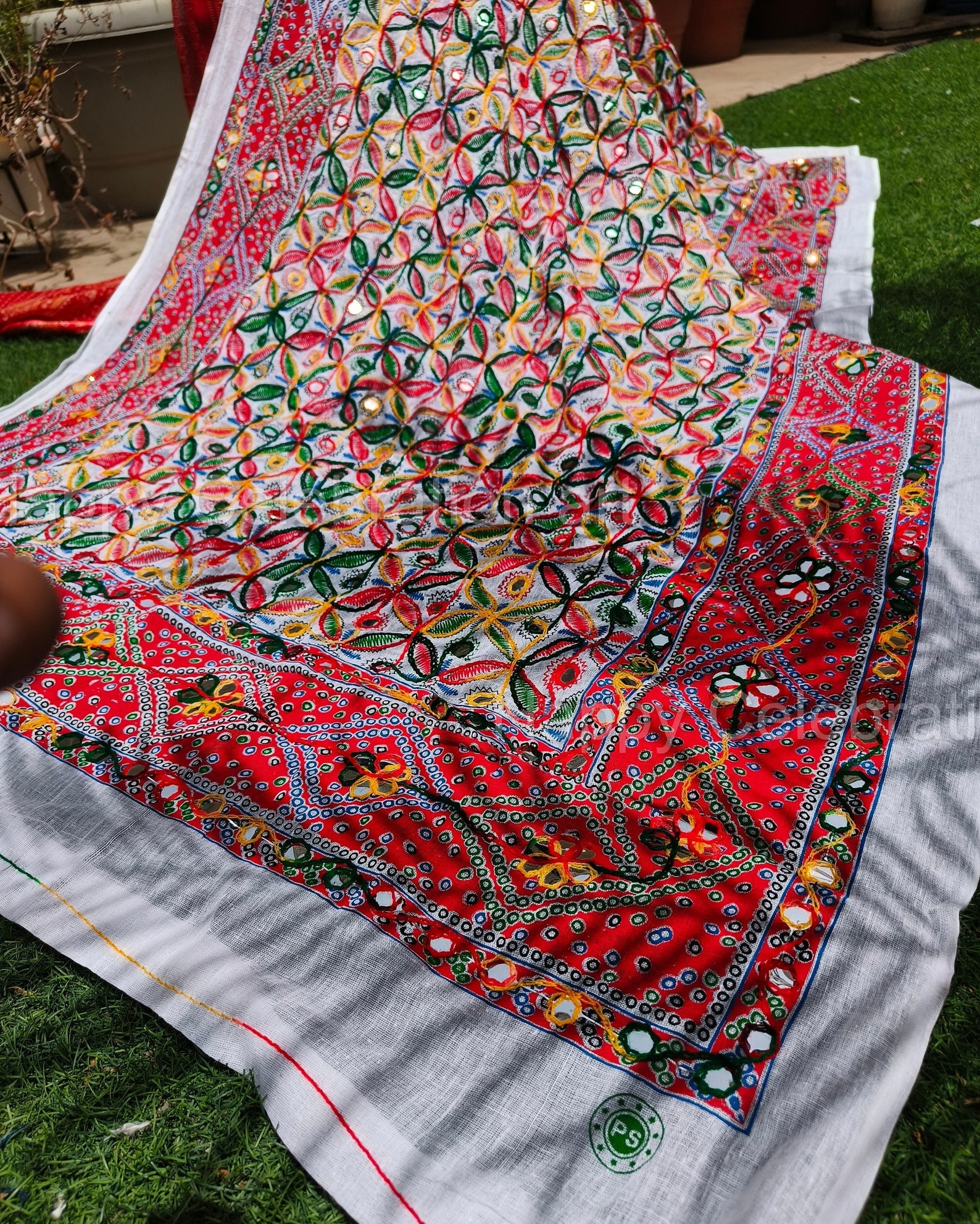 Pakistani Mirror Work Embroidered Partywear Dupatta - Colorful ...