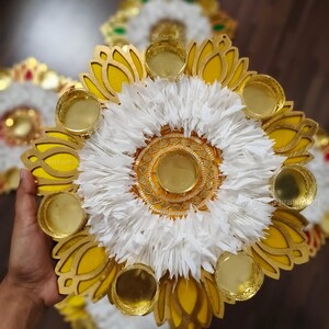 Assorted MDF Lotus Rangoli Set With Candle Holder for Diwali and ...