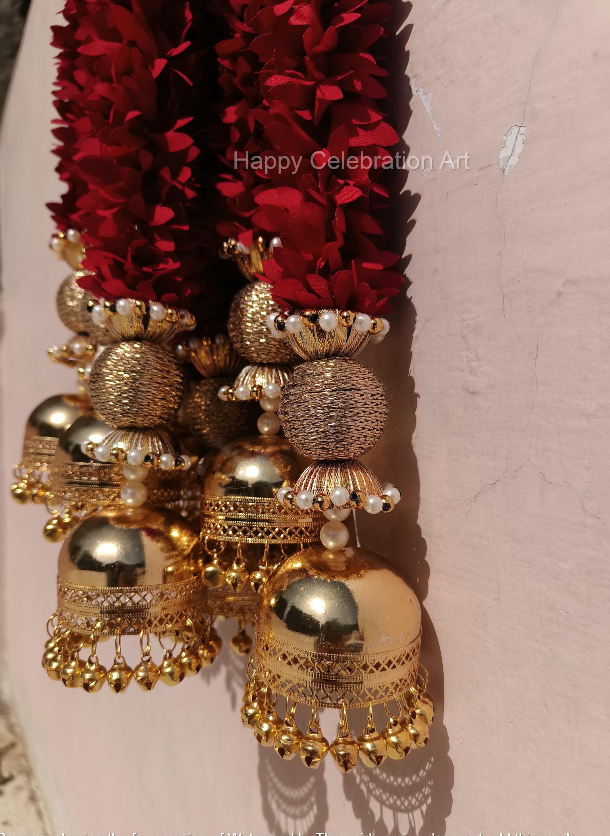Royal Red/maroon Jasmine Heavy Gajra Garland,metal Dome Latkan Garlands ...