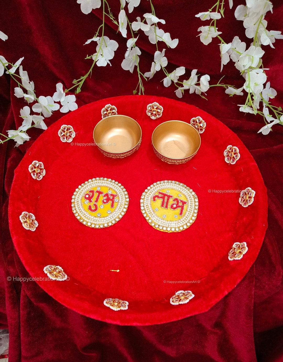 Ganesh Pooja Thali, Haldi Mehndi Decorative Plate, Puja Aarti Thali ...