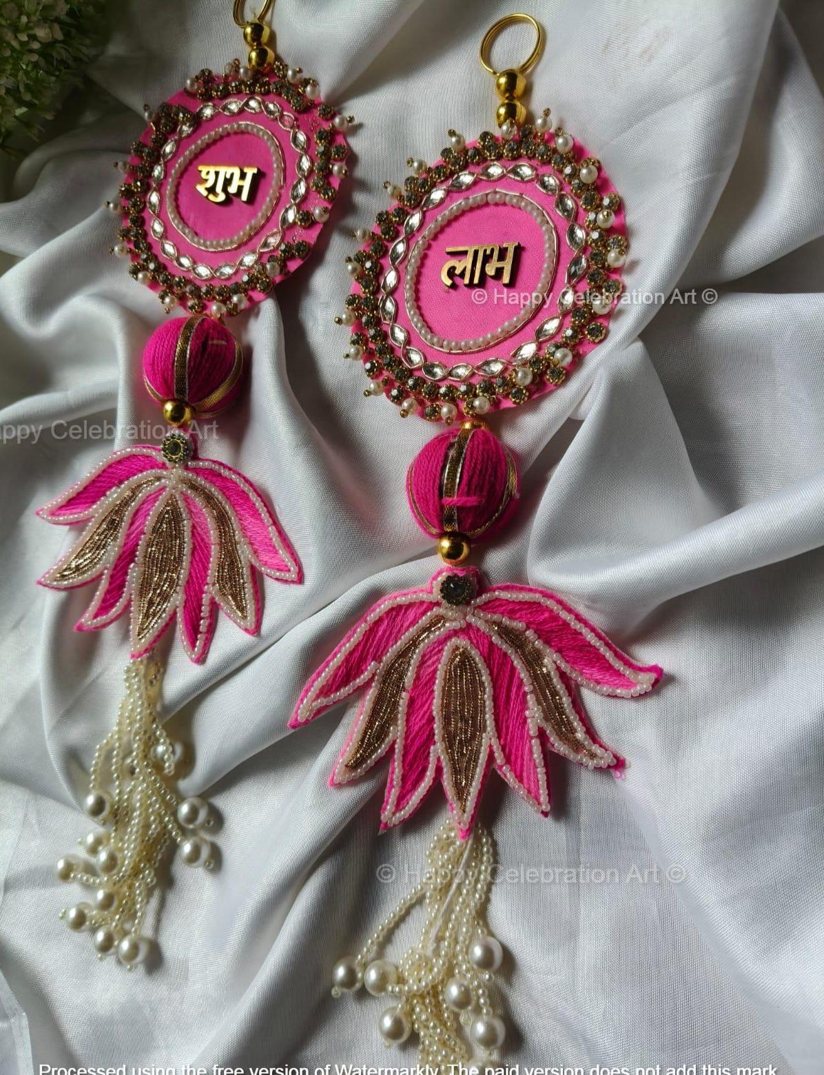Pink Theme Shubh Labh Door Hanging Toran, Traditional Diwali Decor ...