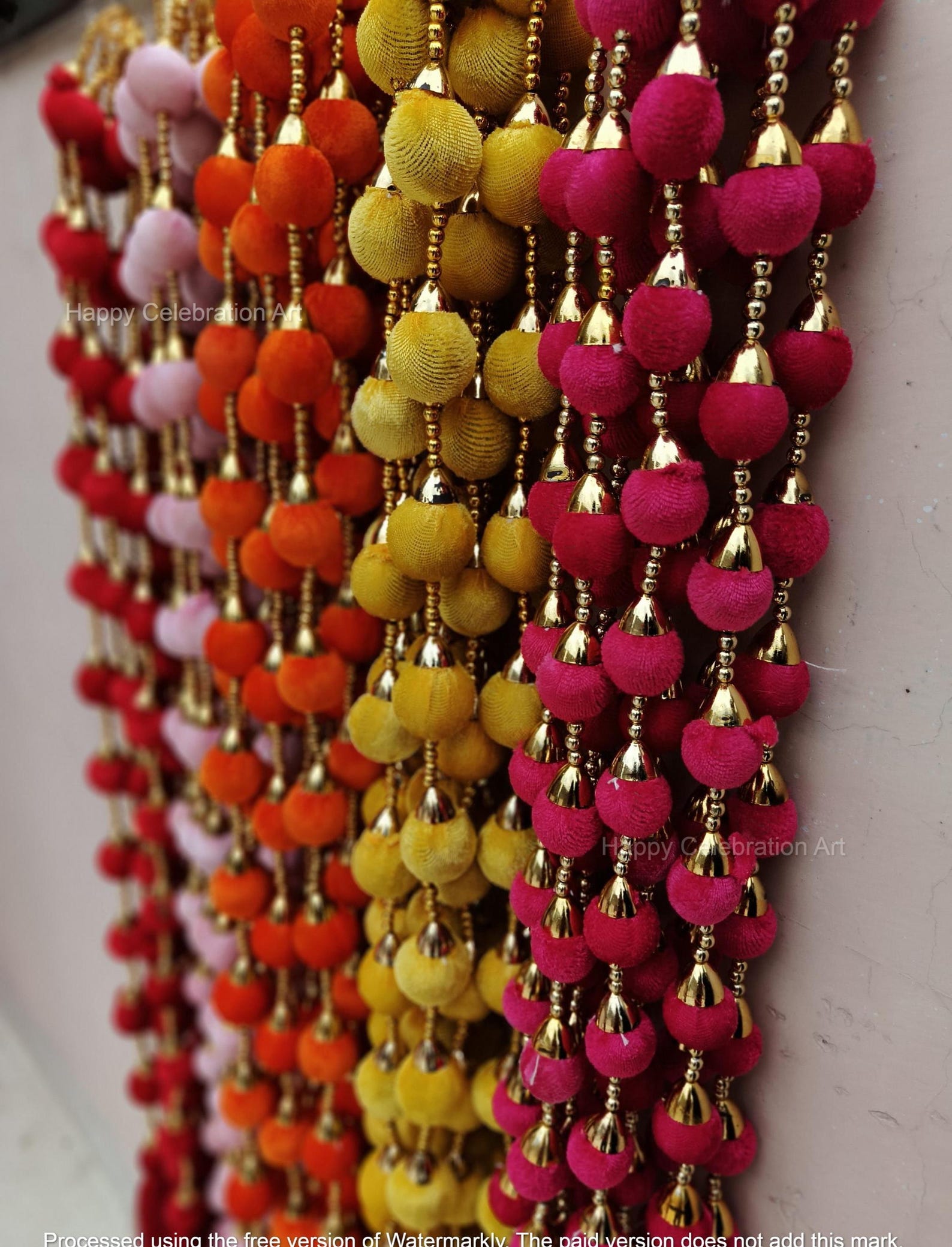 3 Feet Velvet Ball Tassel Garlands Bright Multi Color Tassel Garlands ...