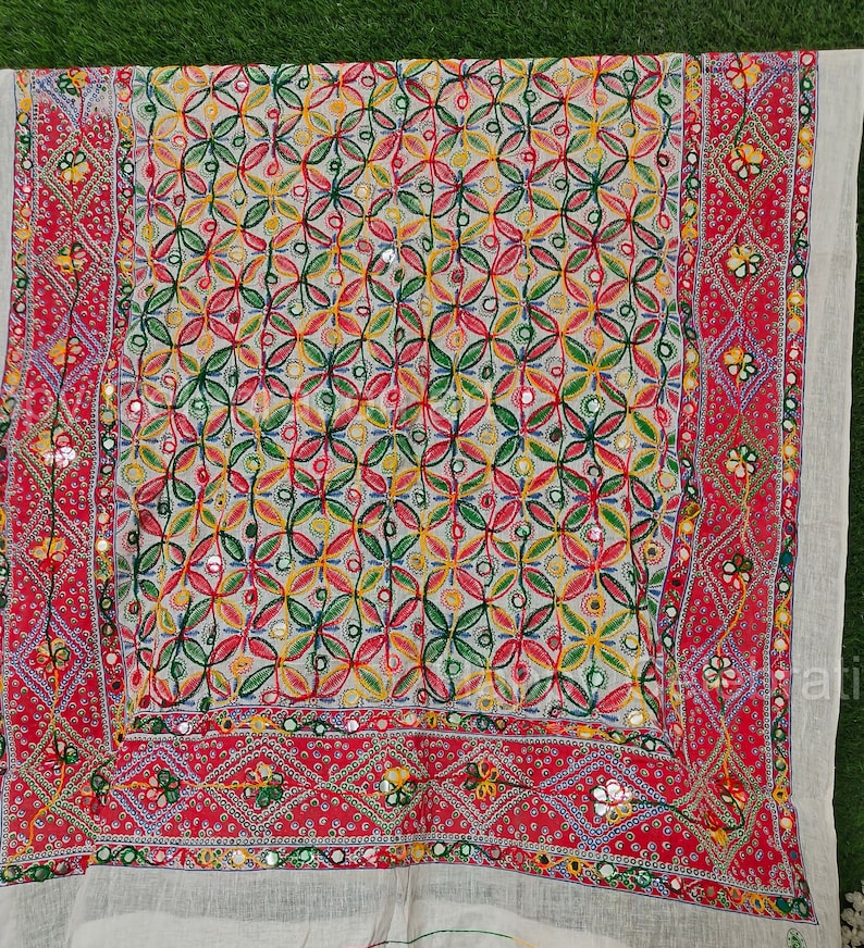 Embroidered Bandhej Pakistani Phulkari Dupatta/scarf/stole, Pakistani ...