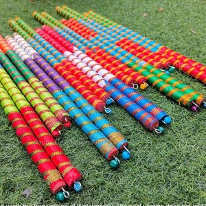 Bulk Traditional Wooden Bandhni Navratri Dandiya Sticks | Handmade ...