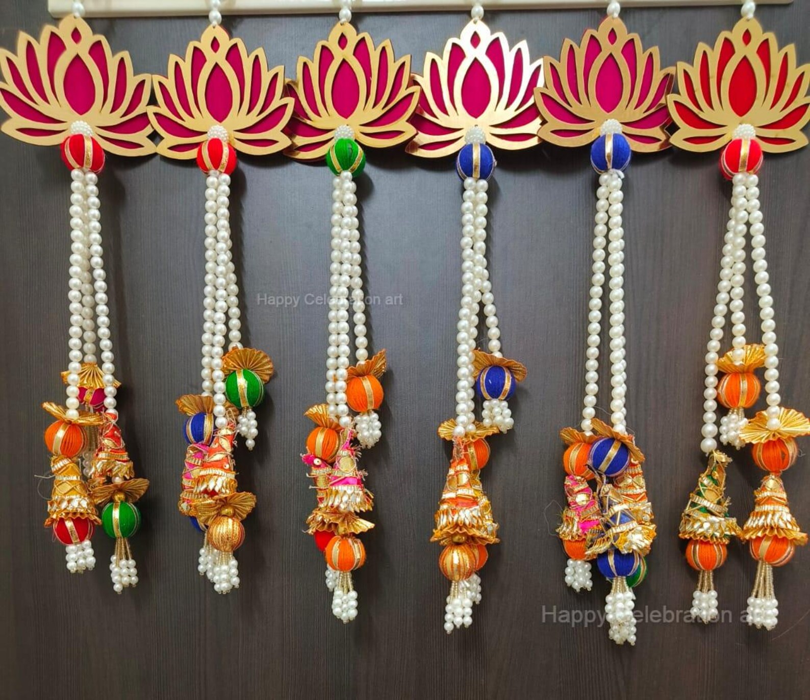 Pink Lotus Pearl Latkan Hanging: Indian Wedding Decor - Etsy